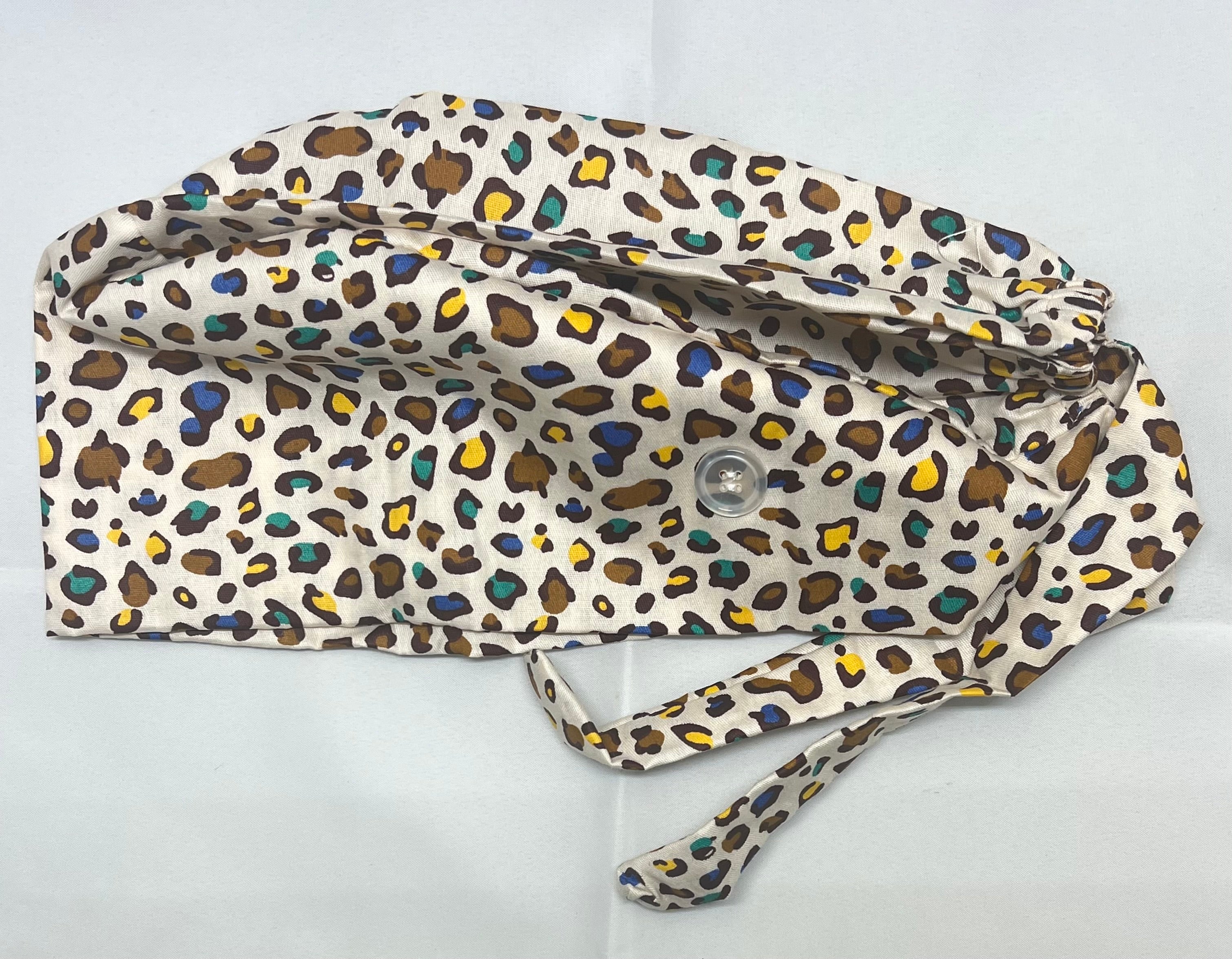 Multi-Color Leopard Scrub Cap + Adjustable Straps – Scrub Essence